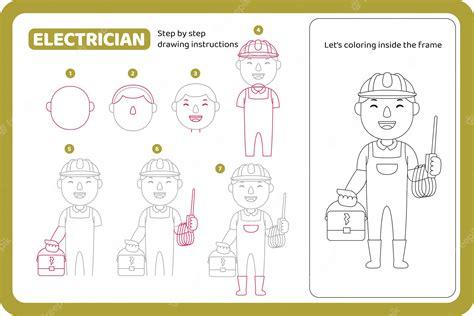 전기 기사 직업 튜토리얼 벡터를 그리는 방법 프리미엄 벡터