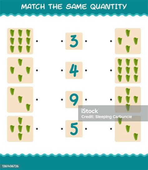 양상추의 동일한 수량을 일치합니다 계산 게임 사전 쇼올 년 어린이와 유아를위한 교육 게임 0명에 대한 스톡 벡터 아트 및 기타 이미지 Istock