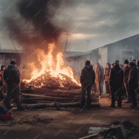 Premium Ai Image A Group Of People Around A Fire