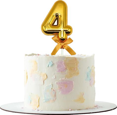 Number 4 Birthday Cake Topper Large Gold Cake Double Sided Cake