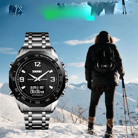 Luxury Watch Men Thermometer Compass Digital Clock Calorie Pedometer Sport Mens Wristwatch At