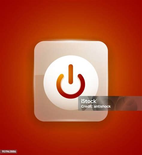 유리 투명 효과 전원 시작 버튼에 아이콘을 벡터 Ui 또는 애플 리 케이 션 심볼 디자인 에 대한 스톡 벡터 아트 및 기타