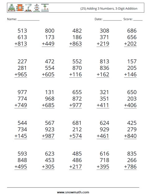 Adding Three Numbers Worksheet Proworksheetmyid