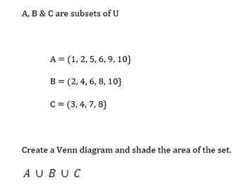 Answered A B C Are Subsets Of U A Bartleby