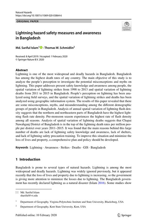 Pdf Lightning Hazard Safety Measures And Awareness In Bangladesh