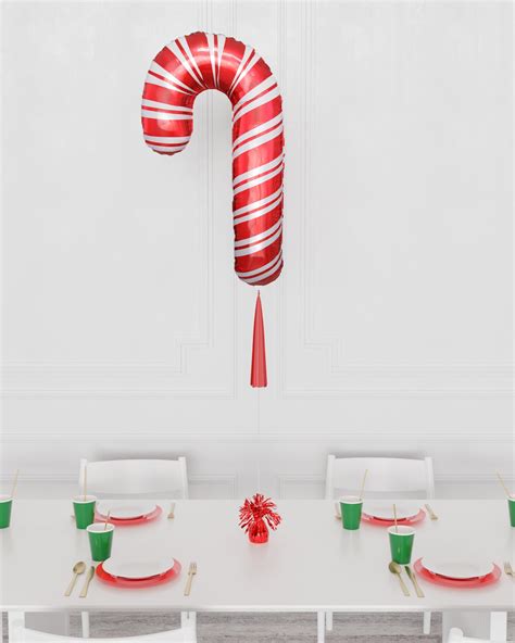 Candy Cane Supershape Balloon With Tassel Helium Inflated Balloon Expert