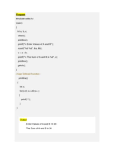 SOLUTION Functions In C Programming Language Notes Studypool
