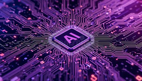 Futuristic Ai Chip With Glowing Circuit Board Artificial Intelligence