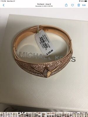 Michael Kors Rose Gold Pave Hinge Starburst Crystal Bracelet Nwt