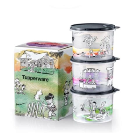 Tupperware Lat Kampung Boy Collection 3pcs Canister 3 Shopee