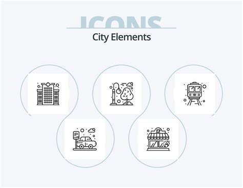 City Elements Line Icon Pack 5 Icon Design Map City Gate Sitting