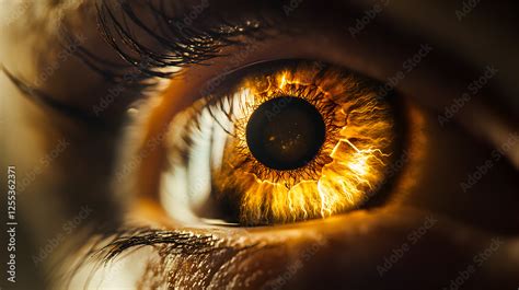 Eye With A Deep Glowing Pupil Revealing A Parallel Universe Where Time Flows In Reverse Stock