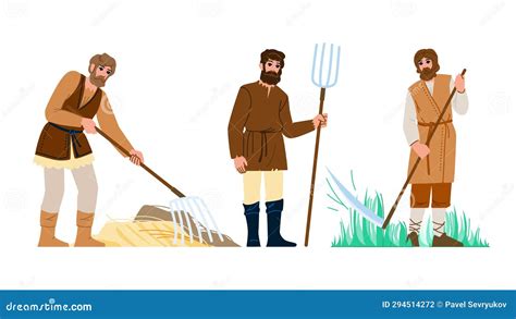 Ancient Medieval Farmer Vector Stock Illustration Illustration Of