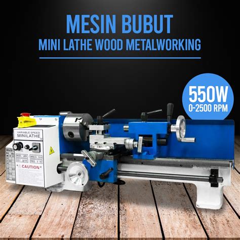 Jual Mesin Bubut Mini Lathe Wood Metalworking 550w Cj0618 Shopee