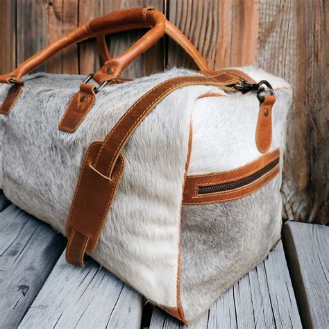 Limited Edition Greywhite Brazilian Genuine Cowhide Weekender Large