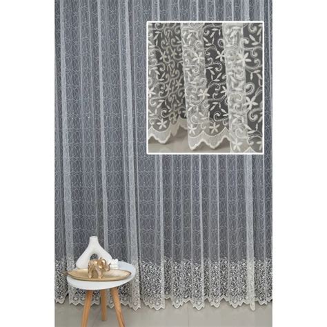 Тюль молочний фатин з вишивкою T838m