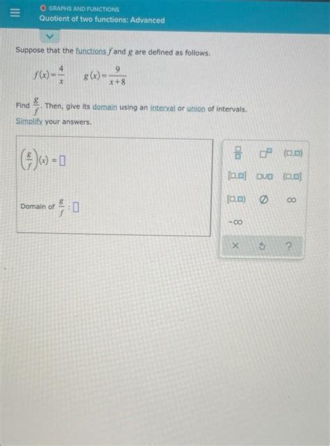 Solved Ographs And Functions Quotient Of Two Functions
