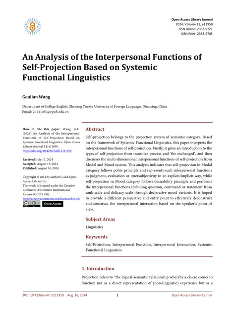Pdf An Analysis Of The Interpersonal Functions Of Self Projection