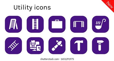 Utility Icon Set 10 Filled Utility Stock Vector Royalty Free