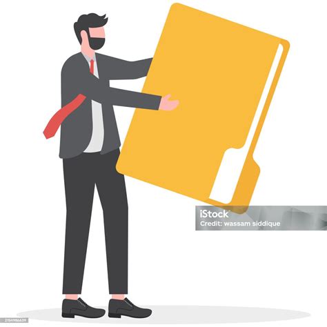 비밀 문서를 제공하는 사람 일급 비밀 폴더 벡터 일러스트 평면 디자인입니다 흰색 배경에 고립되어 있습니다 기밀로 유지되는 문서 사람들에 대한 스톡 벡터 아트 및 기타 이미지