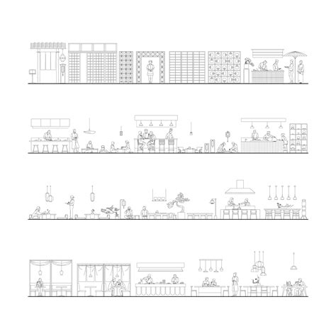 Cad Vector Sushi Bar Japanese Restaurant Set