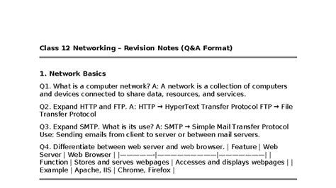 Class 12 Networking Revision Notes Key Concepts And Devices Studocu