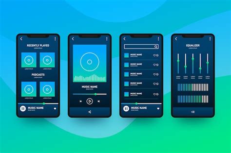 음악 플레이어 앱 인터페이스 무료 벡터
