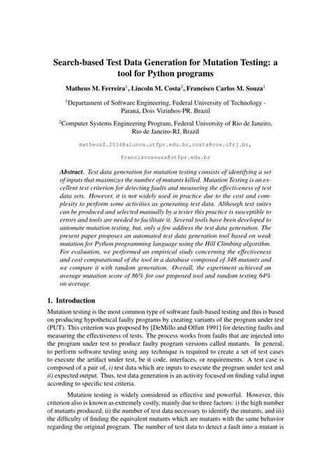Pdf Search Based Test Data Generation For Mutation Testing A Tool