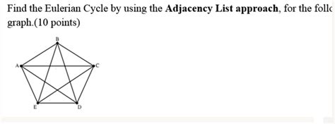 solved find the eulerian cycle by using the adjacency list approach