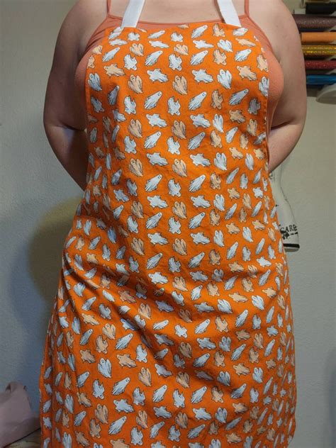 Glow In The Dark Apron ~ Ghost Apron ~ Ghosts ~ Spooky Apron ~ Orange