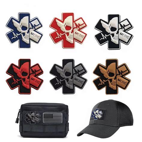 Paramedic 3d Pvc 해골 패치 전술 군사 장식 패치 전투 아플리케 고무 의료 배지 후크 백패치 Aliexpress