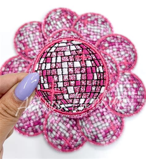 2” Disco Ball Patch Pink Disco Ball Patch Trucker Hat Patches Retro