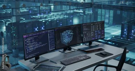 Workspace Without People Features Three Monitors Showcasing Artificial