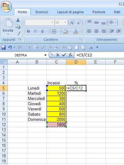 2 Ci Si Posiziona Nella Prima Casella Dove Vogliamo Fare Il Calcolo Percentuale E Si Scrive La