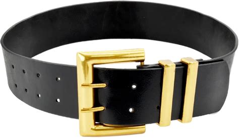 Black Leather Belt Gold Buckle