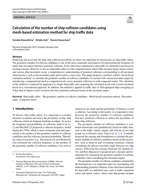 Pdf Calculation Of The Number Of Ship Collision Candidates Using Mesh