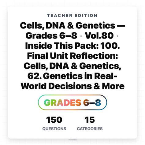 Cells And Genetics Protein Synthesis Overview Grades 6 8 By Trivia Press