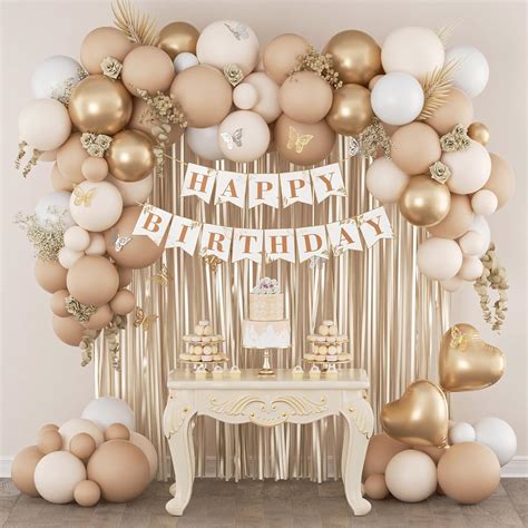 Boho Birthday Decorations With Sand White Nude Metallic