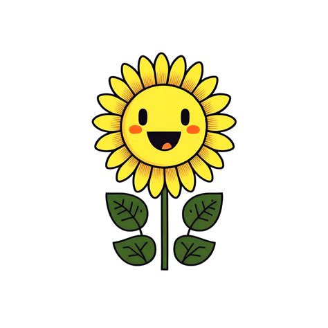 Happy Sunflower Illustration Cute Cartoon Illustration 22957763 Png