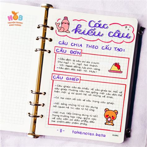 Sổ Tay Ghi Chú Takenote Tiếng Anh Khổ A5 đóng Binder Trang Trí Sẵn Sticker