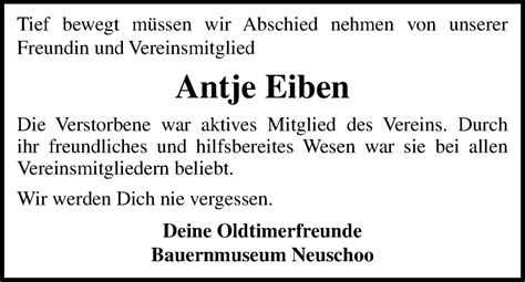 Traueranzeigen Von Antje Eiben Nordwest Trauer De