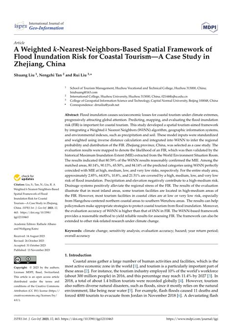 Pdf A Weighted K Nearest Neighbors Based Spatial Framework Of Flood Inundation Risk For