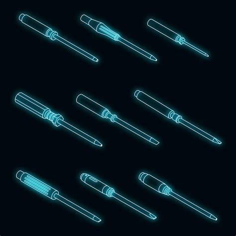 Premium Vector Screwdriver Icons Set Vector Neon