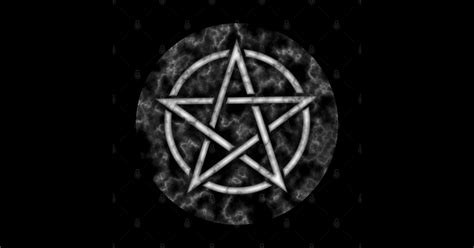 White Pentacle On Black Marble Pentagram Sticker Teepublic