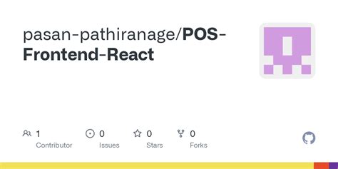 GitHub Pasan Pathiranage POS Frontend React