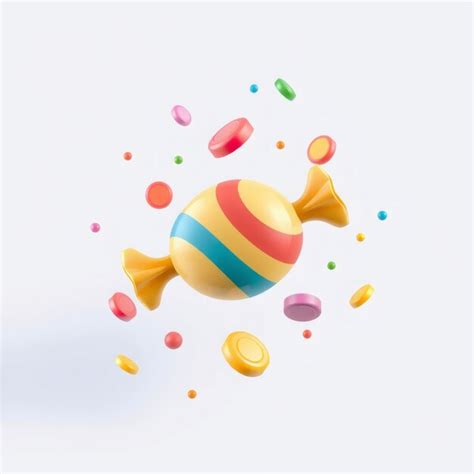 Colorful Candy With Assorted Candies Falling Around It Premium Ai