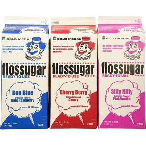 Cotton Candy Express Flavored Floss Sugar 5 Flavor Pack Cherry Blue