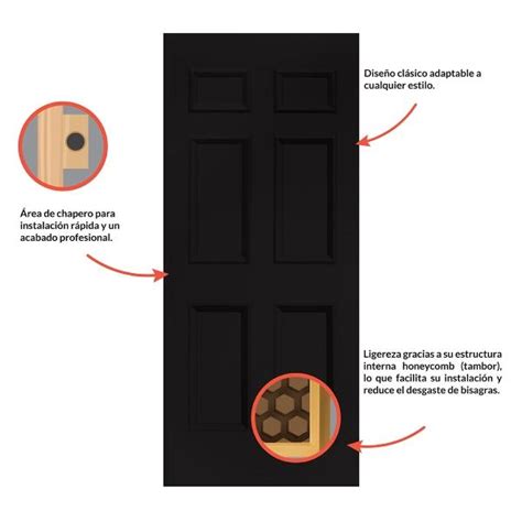 Puerta De Tambor Interior 6 Paneles Chocolate 2 03 M X 90 X 3 5 Cm
