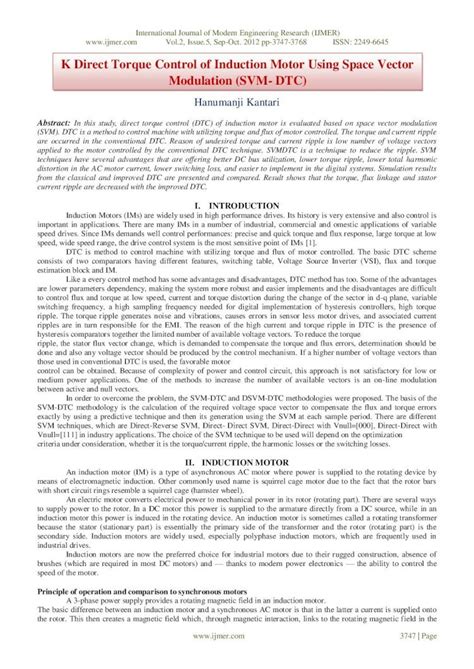 Pdf K Direct Torque Control Of Induction Motor Using Space Vector