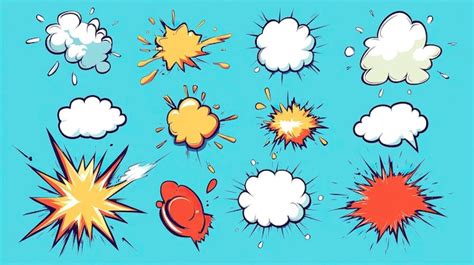 Comic book bubbles Cartoon explosions funny comical speech clouds comics words thinking bubbles ...